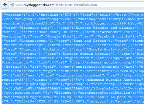 View Blogger Json Feeds In Human Readable Format