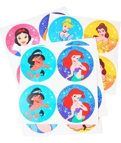 Stickers Princesas Disney Pack 48 Unidades Cumpleaños Cuotas Sin Interés