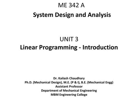 lecture linear programming pdf