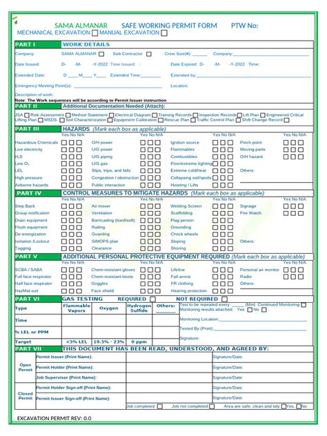 Ptw Excavatio Model Pdf Safety Occupational Safety And Health