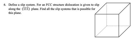 Solved Define A Slip System For An FCC Structure Chegg