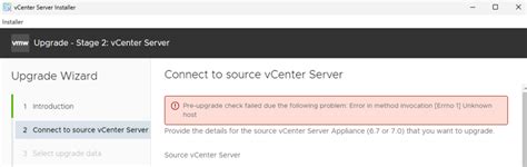 Pre Upgrade Check Failed Due The Following Problem Error In Method Invocation Errno 1 Unknown Host