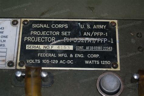 Complete Us Army Film Projector Set