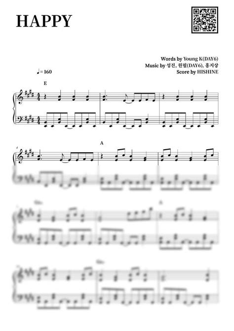 악보 데이식스 Happy 쉬운악보 포함 By Hishine