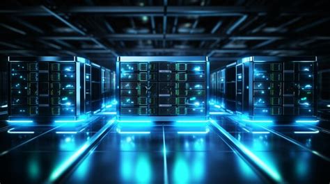 Premium AI Image Computer Servers In A Row For Network