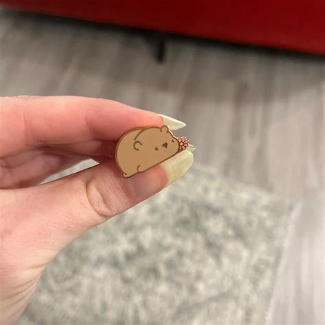 Bear Enamel Pin Kawaii Bear Pin Rose Gold Bear Hard Enamel Pin
