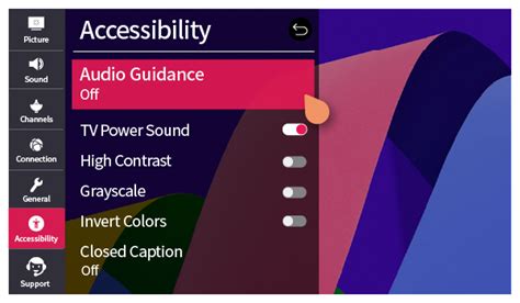 Lg Tv How To Turn Onoff Audio Guidance Lg Usa Support
