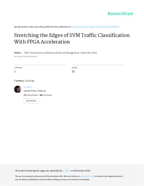Pdf Stretching The Edges Of Svm Traffic Classification With Fpga Acceleration