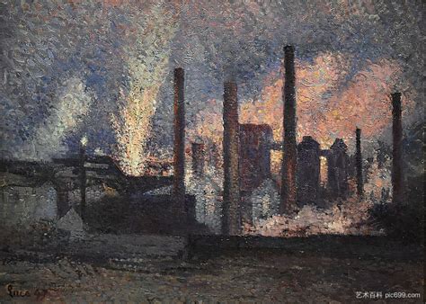沙勒罗瓦附近的工厂 Usines près de Charleroi 1897 Paris France 马克西米连卢斯 艺术百科