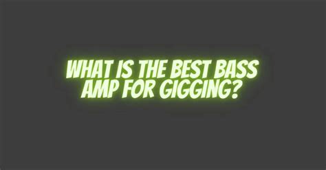What Is The Best Bass Amp For Gigging All For Turntables