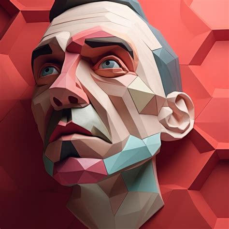 Premium Photo Polygon Art Layered Surfaces Creating A Face With Hexagons