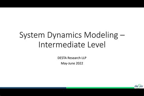 Online Course On Systems Thinking And Modeling Desta Research Llp