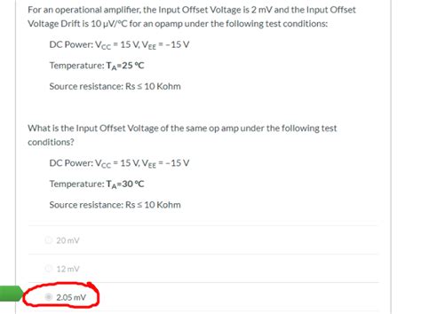 Solved For An Operational Amplifier The Input Offset Chegg