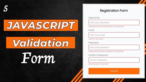 Javascript Validation In Html Registration Form Js Implementation