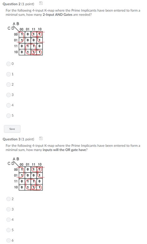 solved question 2 1 point for the following 4 input k map