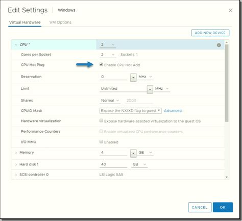 VMware VM Hot Add Changing VM Hardware On A Running VSphere VM Sysops
