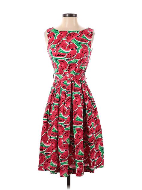 Rachel Riley 100 Cotton Paisley Red Cocktail Dress Size Eu 36 Us 6