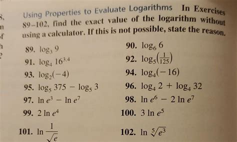 Solved Using Properties To Evaluate Logarithms In Chegg Com
