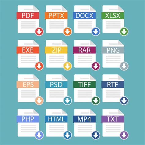 Um Conjunto De Diferentes Formatos De Arquivos Populares Baixando