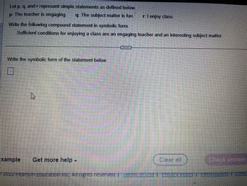Answered Let P Q And R Represent Simple Statements As Defined Below P The Teacher Is