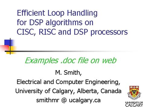 Efficient Loop Handling For Dsp Algorithms On Cisc