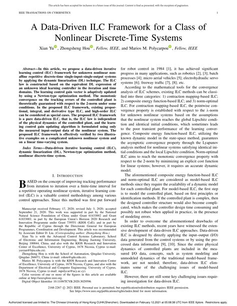 Pdf A Data Driven Ilc Framework For A Class Of Nonlinear Discrete