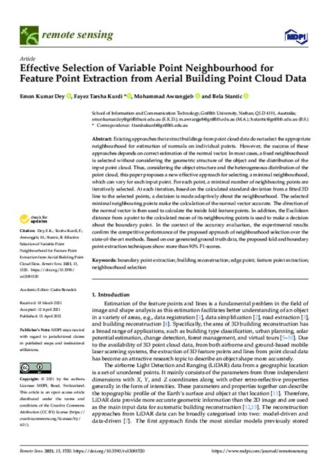 Pdf Effective Selection Of Variable Point Neighbourhood For Feature Point Extraction From