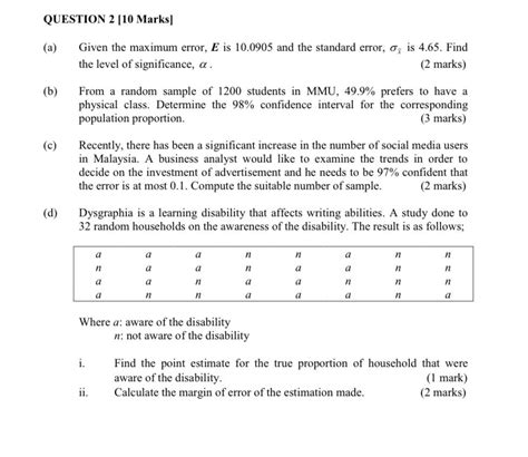 Solved Question 2 10 Marks A Given The Maximum Error E