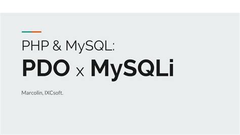 Php And Mysql Pdo X Mysqli Pdf Databases Computer Software And Applications