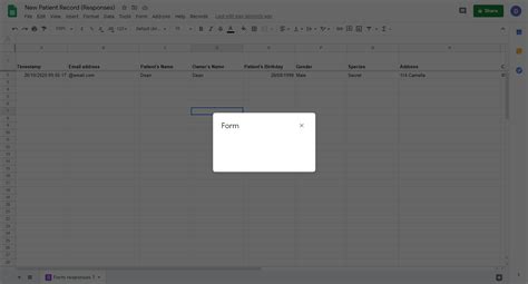Javascript Calling A Google Form Through The Custom Menu Of Google Spreadsheet Created By The