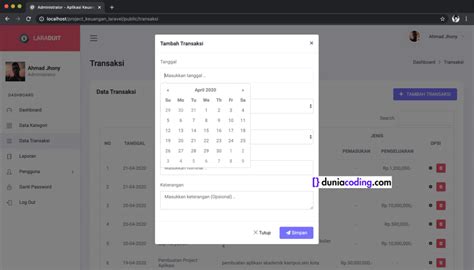 Aplikasi Keuangan Berbasis Web Laravel
