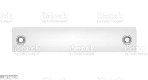 두 개의 은색 아일렛이있는 직사각형 태그 흰색 배경에 고립 된 사실적인 3d 벡터 일러스트레이션 0명에 대한 스톡 벡터 아트 및