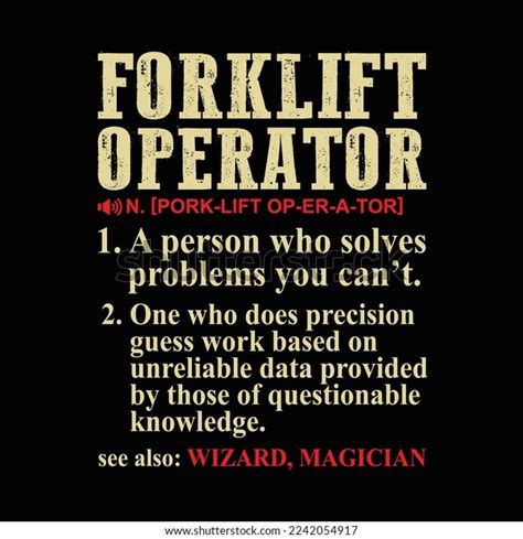 Forklift Operator Funny Dictionary Definition Stock Vector Royalty
