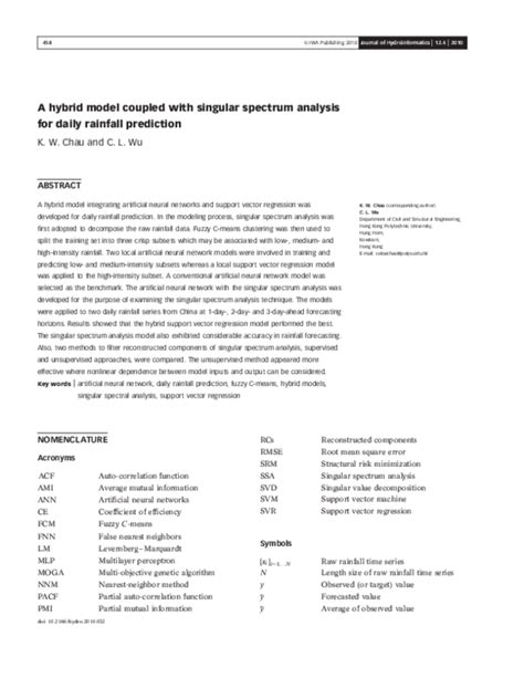 Pdf A Hybrid Model Coupled With Singular Spectrum Analysis For Daily
