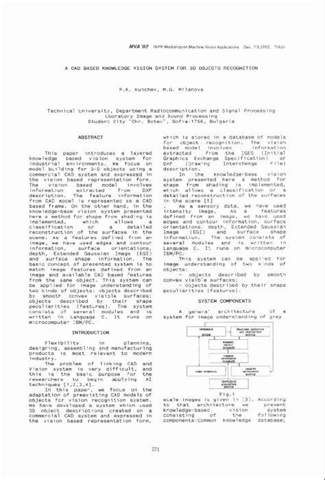 Pdf A Cad Based Knowledge Vision System For 3d Objects Recognition