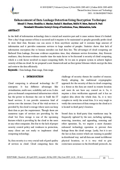 Pdf Enhancement Of Data Leakage Detection Using Encryption Technique