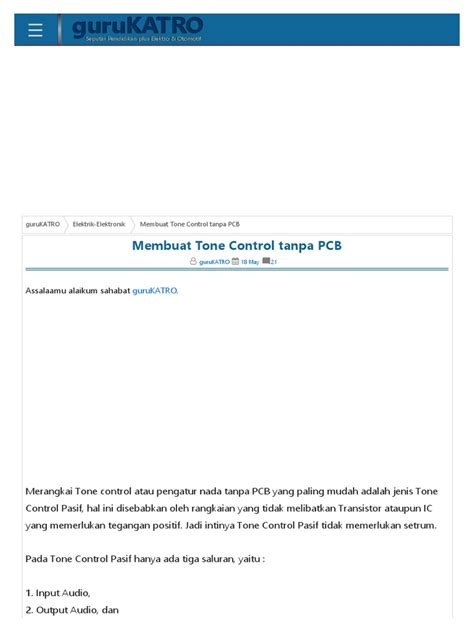 Membuat Tone Control Tanpa Pcb Gurukatro Pdf