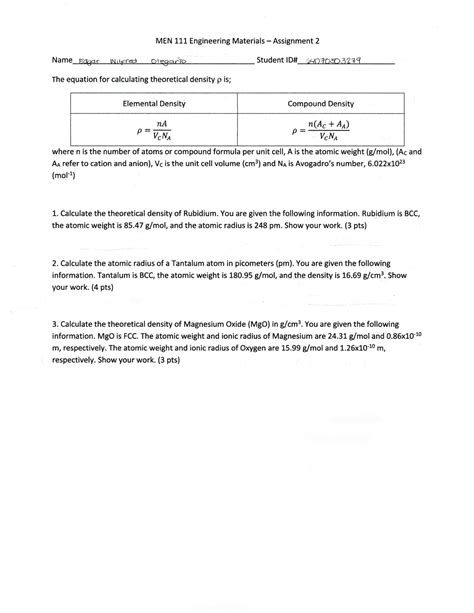 Solution Theoretical Density Worksheet Studypool