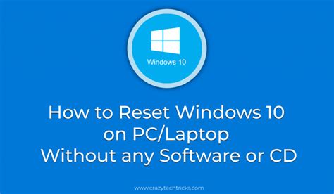 How To Reset Windows On Pc Laptop Without Any Software Or Cd