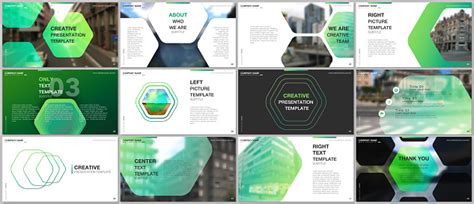 최소한의 프리젠 테이션 디자인 육각 형 디자인 녹색 색상 패턴 배경 포트폴리오 벡터 템플릿 프리젠 테이션 슬라이드 전단지 전단지 브로셔 커버 보고서에 대한 다목적 템플릿