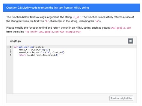 Solved Question 22 Modify Code To Return The Link Text From Chegg