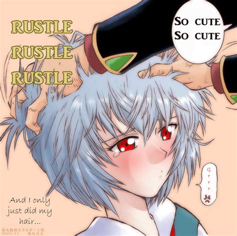 Ayanami Rei Neon Genesis Evangelion Gets Her Hair Rustled By Ikari Gendou Artist Kikumaru