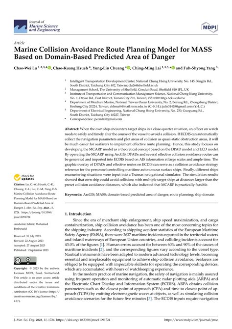 Pdf Marine Collision Avoidance Route Planning Model For Mass Based On