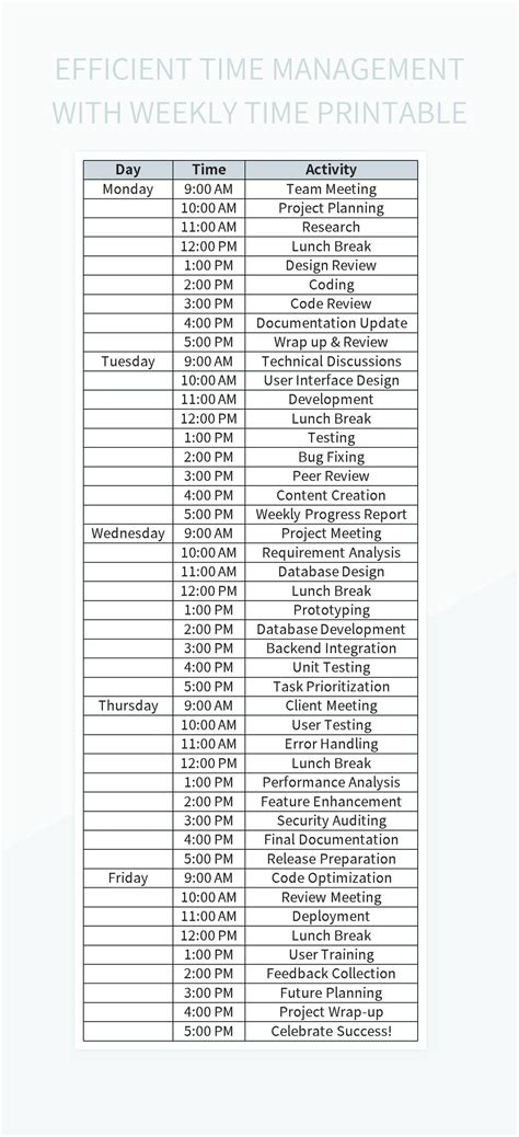 Construction Weekly Time Efficient Project Management Excel Template