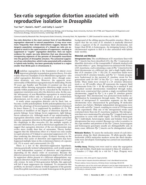 Pdf Sex Ratio Distortion Associated With Reproductive Isolation In