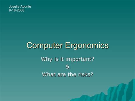 Computer Ergonomics Ppt