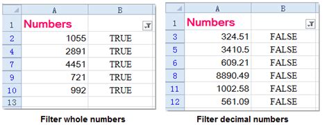 How To Filter Only Integers Whole Numbers Or Decimal Numbers In Excel