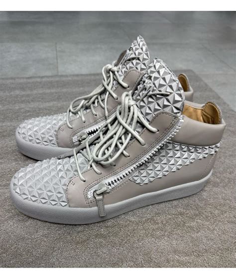 Giuseppe Zanotti Design Серые кожаные высокие кроссовки кеды для