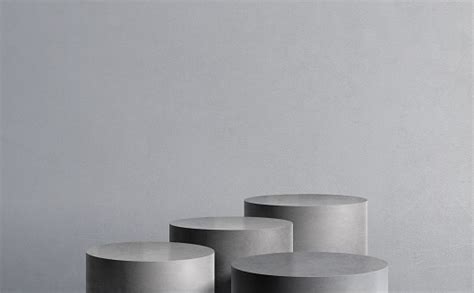 회색 시멘트 배경 3d 렌더링에 대한 제품 프레젠테이션을 위해 스튜디오에 있는 4개의 최소 콘크리트 연단 0명에 대한 스톡 사진 및 기타 이미지 Istock