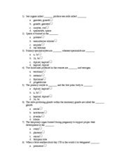 A P The Reproductive System Practice Quiz Sex Organs Called Produce Sex Cells Called A